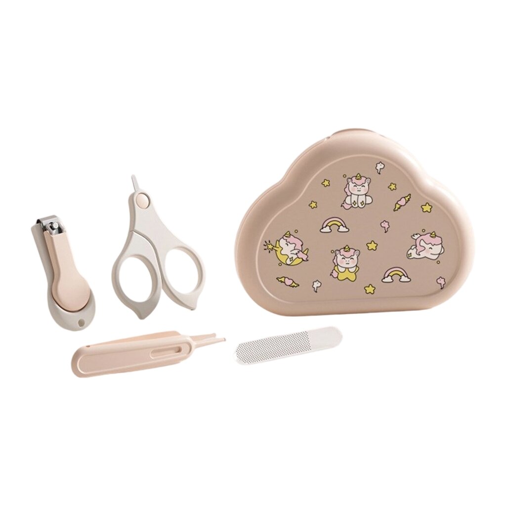 Приспособление для ухода за новорожденными Детские ножницы для стрижки ногтей с закругленными краями, пинцетом для пилочки для ногтей и ящиком для хранения для младенцев