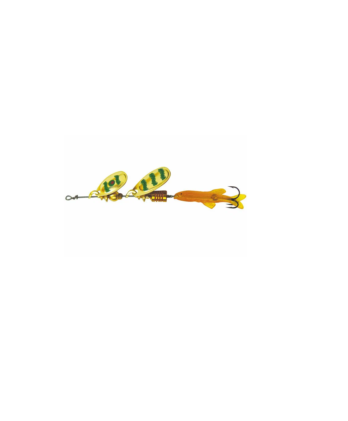Блесна вращающаяся Mepps "TANDEM PERCH", Gold/Green, блистер