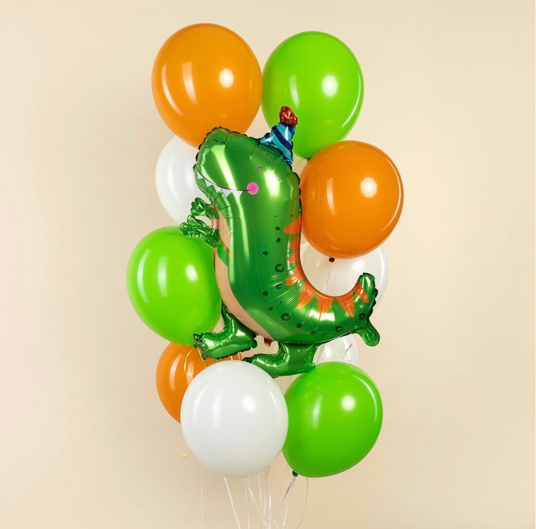 Набор шаров для ребенка динозавр в колпачке