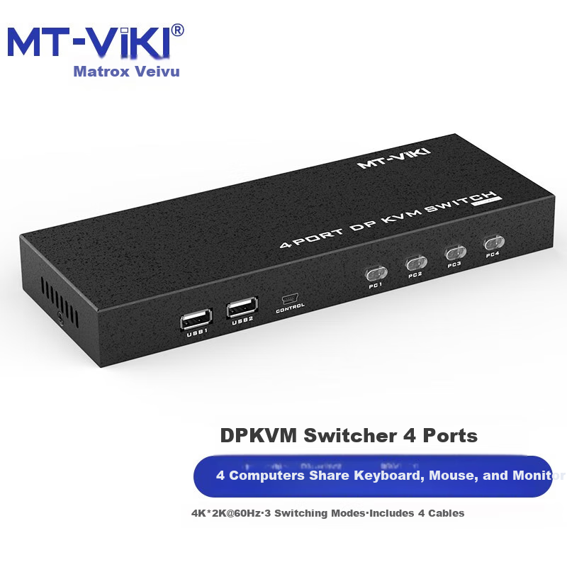 MT-Viki DP KVM переключатель 4 входа/4 выхода 4K@60Hz HDMI совместное использование клавиатуры и мыши MT-PK401