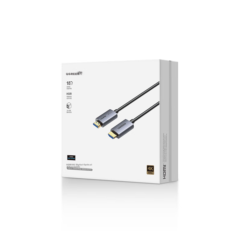 UGREEN Волоконно-оптический HDMI кабель 2.0 версия 4K60Hz 2 м для телевизора проектора монитора Длина：2 мМодель：4K