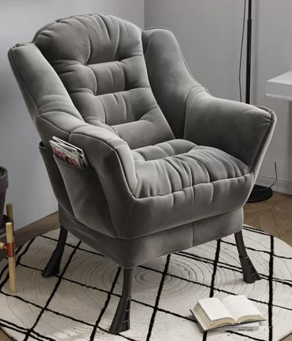 Мягкое офисное кресло из замши sofa chair, 65*60*85 см, темно-серое