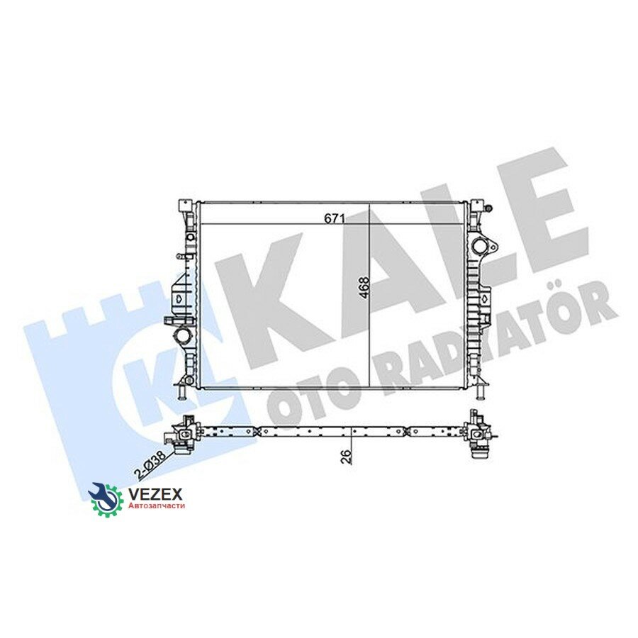 KALE 355800 Радиатор охлаждения для а/м Ford Mondeo (07-)/Volvo XC60 (07-)/XC70 (07-) M/A паяный