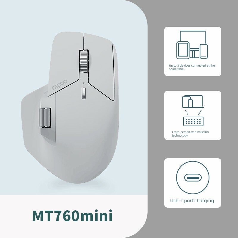 Беспроводная мышь Rapoo MT760, Bluetooth, двухрежимная, эргономичная, для настольных компьютеров, ноутбуков, бизнеса,