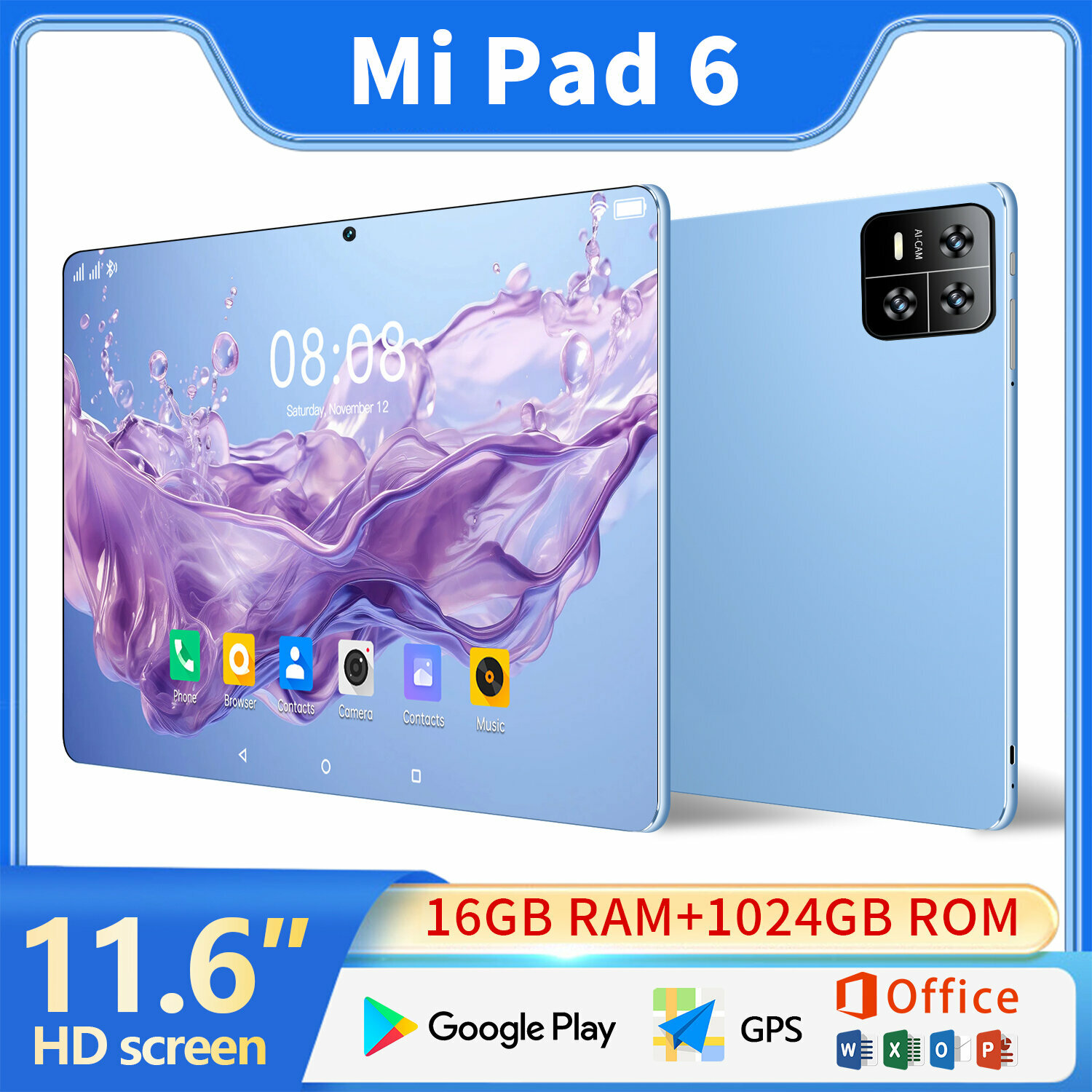 Планшет mi pad 6 для просмотра фильмов 4k с высоким разрешением экрана и объемным звуком