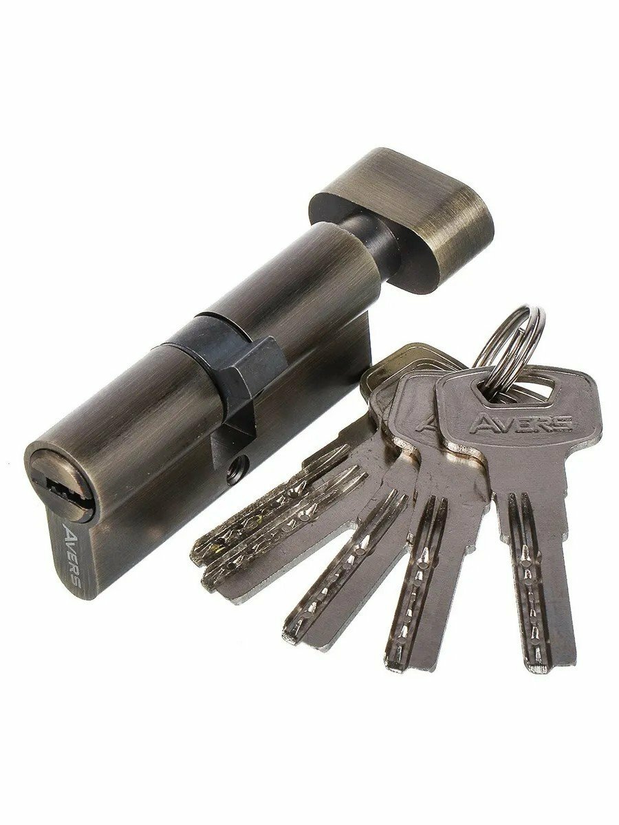 Личинка замка двери Avers, ZM-70-C-AB, 33 704, ЦАМ, 70 мм, с заверткой, бронза, 35/35