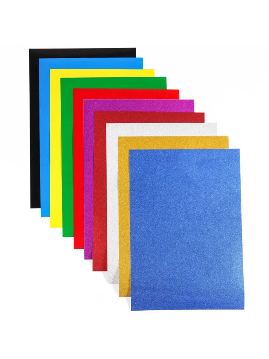 Цветная самоклеящаяся бумага с блёстками А4