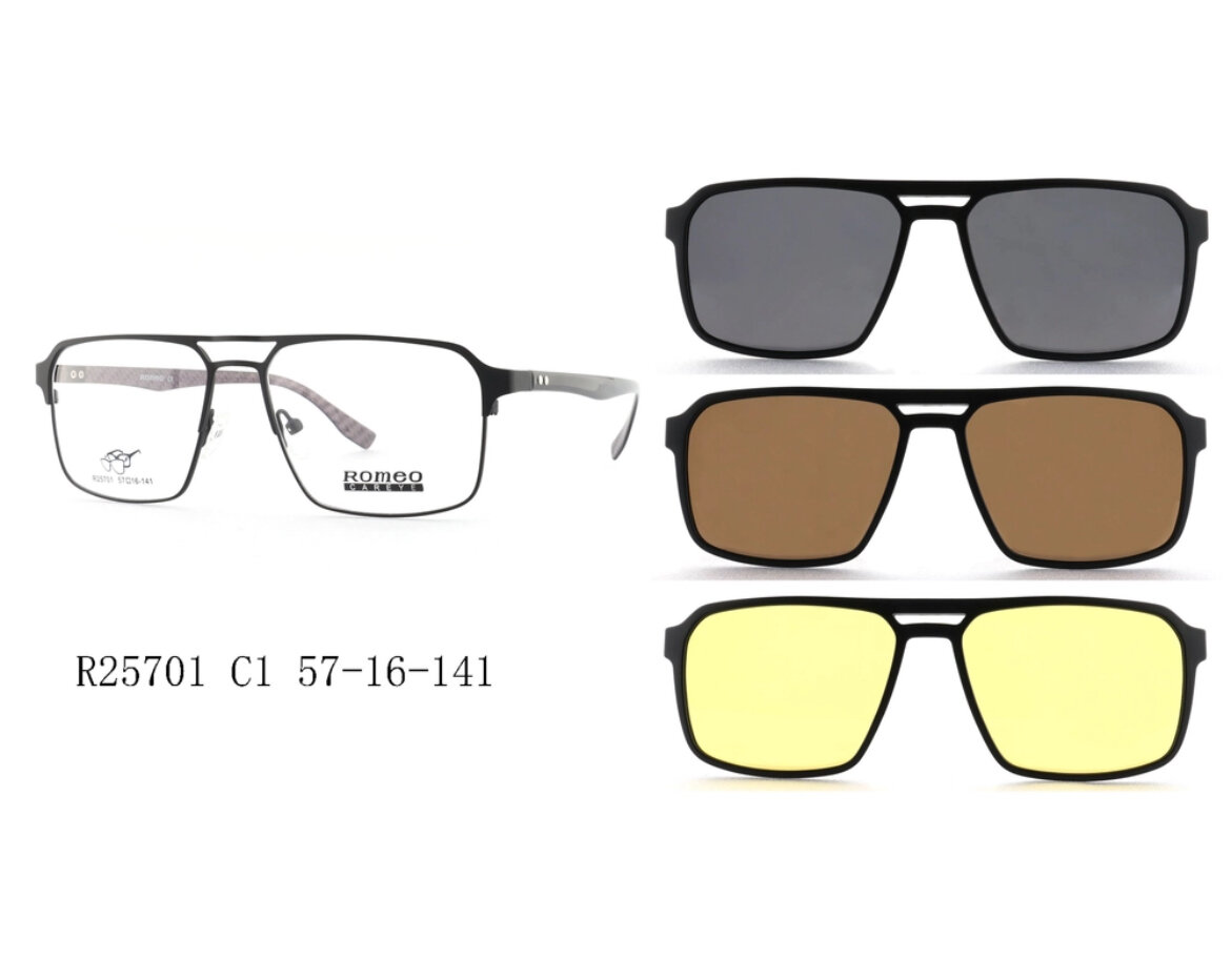 Очки с магнитными насадками ROMEO 3 в 1 с футляром, мод. R25701 c1