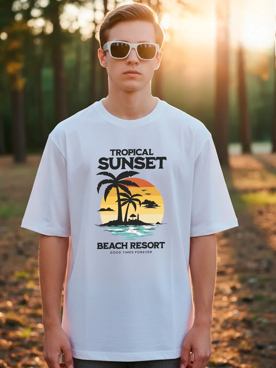 Футболка PRINTSHOT, 1 шт., размер L, белый — фото 1
