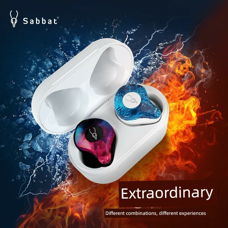 Беспроводные наушники Sabbat X12 Pro спортивная версия с темой Лед и Огонь и низкой задержкой для игр