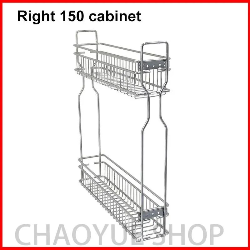 Бутылочница Выдвижная 2 корзины, серебристая, металлическая, 95x450 мм