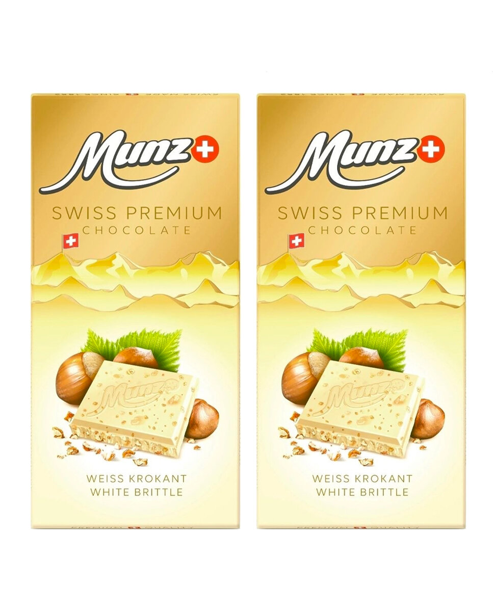 Белый шоколад с фундуком MUNZ 100г, 2шт. Швейцария