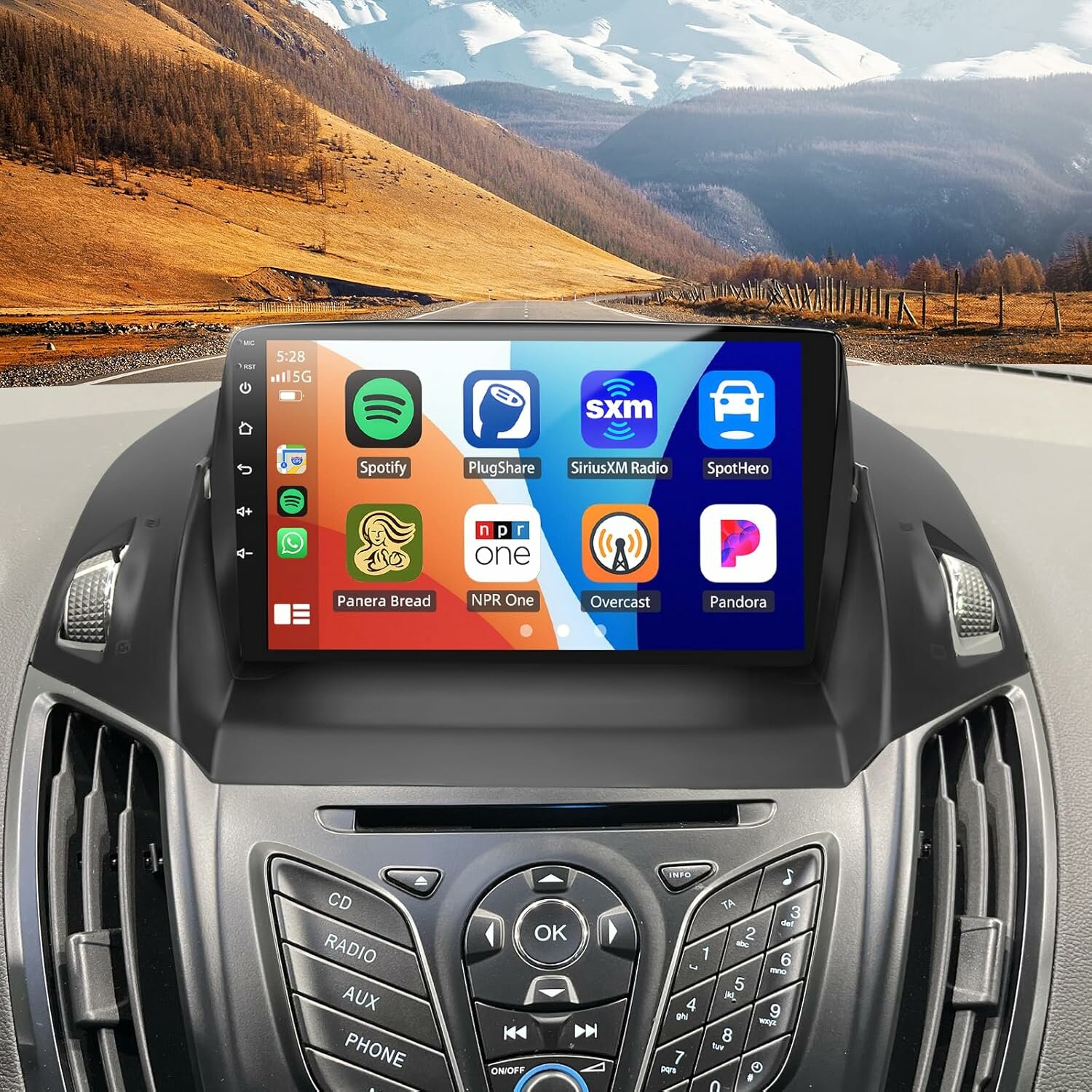 Автомобильная стереосистема с двойным Din Android 13 для Ford Escape 2013, 2014, 2015, 2016, 2G + 32G, 9-дюймовый