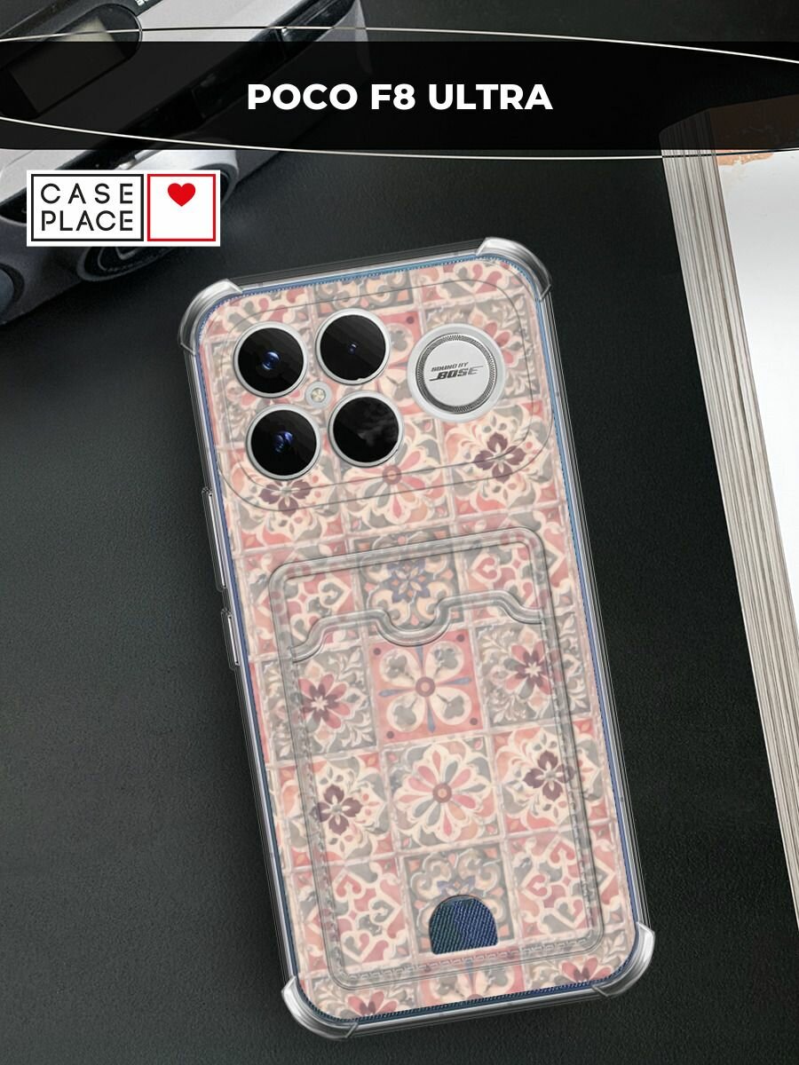 Чехол на Poco F8 Ultra (Поко F8 Ультра) с картой и принтом Пастельная керамическая плитка