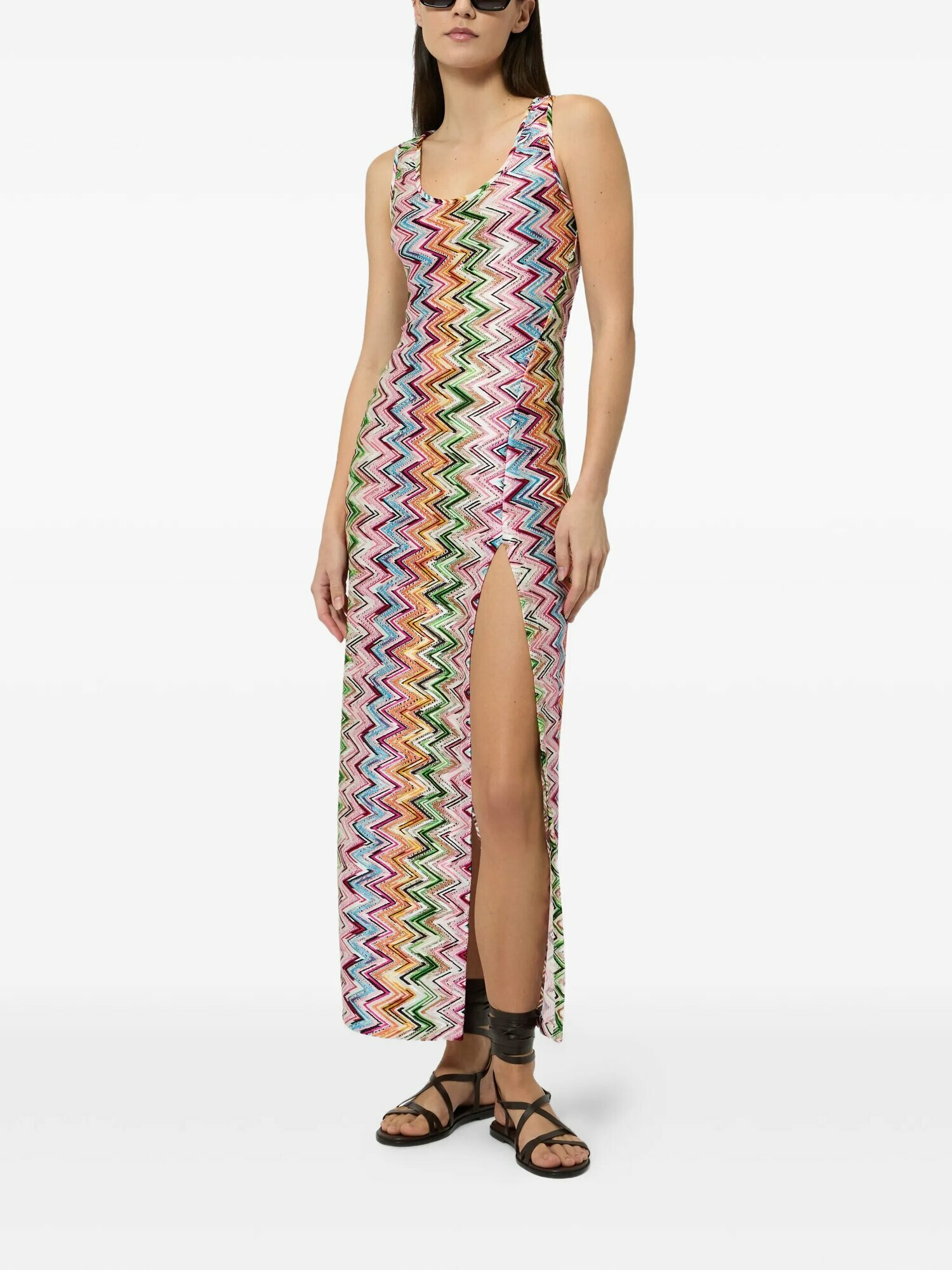 Платье Missoni Zigzag-patterned maxi dress, размер 46, pink — фото 1