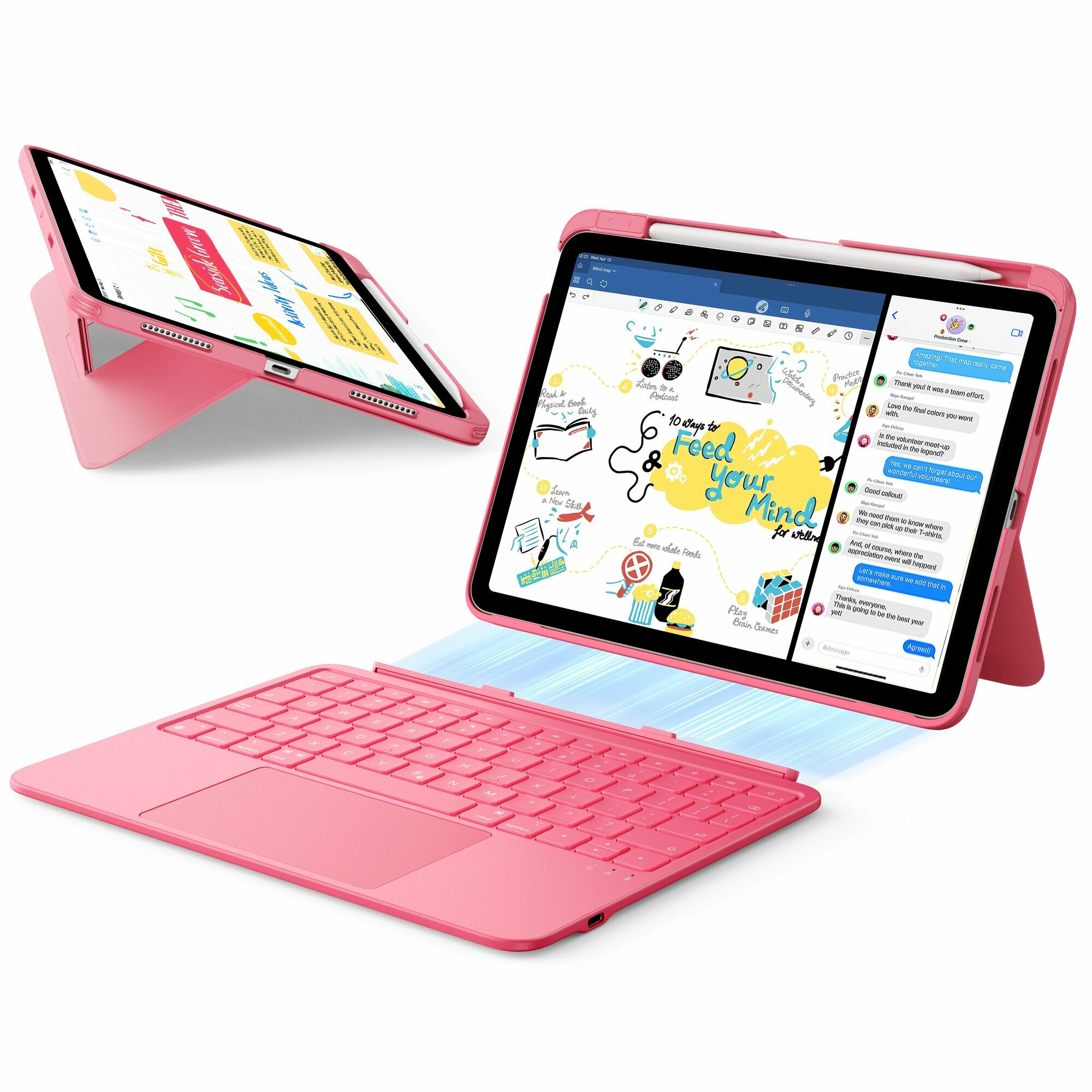 Клавиатура для iPad 11/12/10 Pink с чехлом ESR Flex