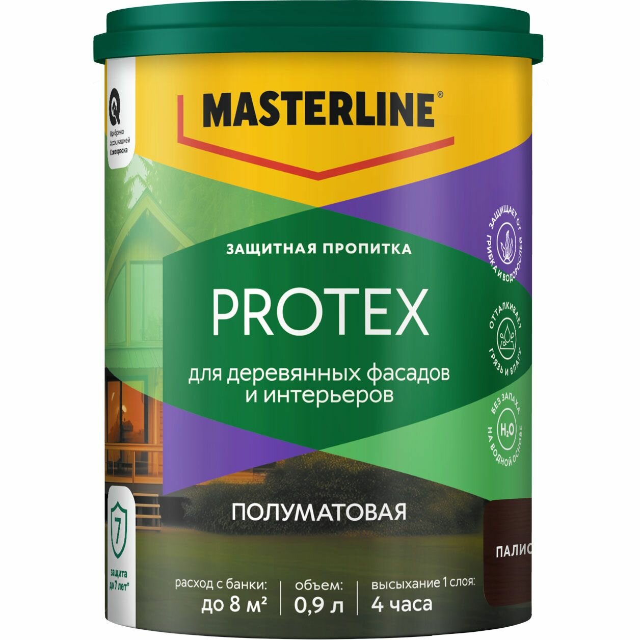 MASTERLINE PROTEX пропитка защитная для деревянных фасадов и интерьеров, палисандр (0,9л)