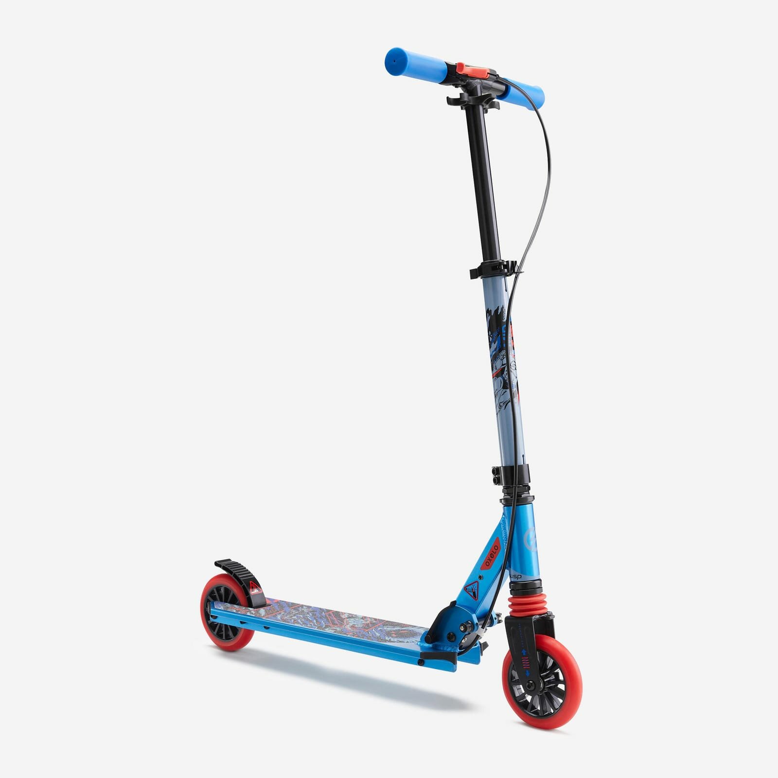 DECATHLON самокат Decathlon Mid 5 с ручным тормозом и подвеской, серо-зеленый