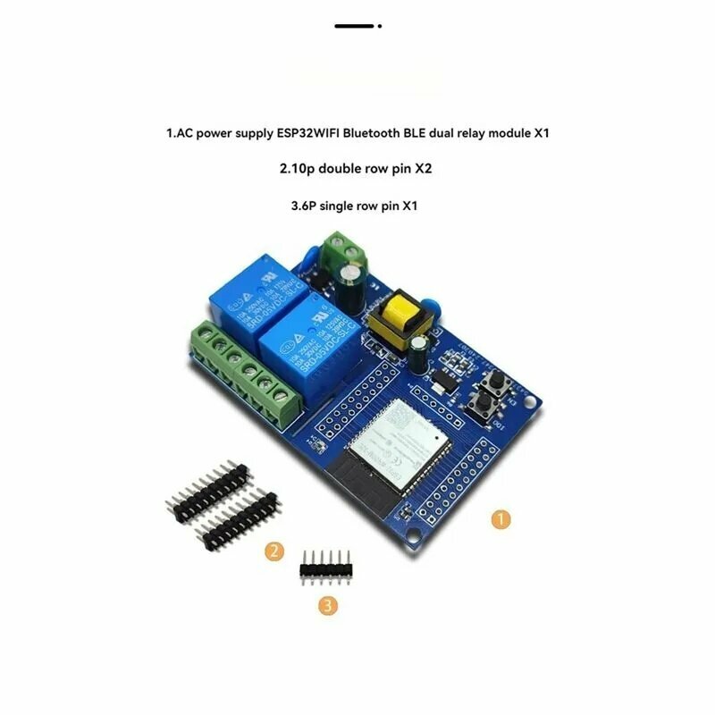 (V T I A) Релейный Модуль ESP32, Двухканальный WiFi Bluetooth