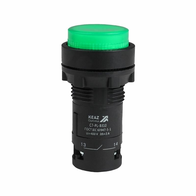 Кнопка с подсветкой OptiSignal Compact D22 С7-PL-B310 зел. 1НО 24В AC/DC XB7NW33B1 КЭАЗ 362090