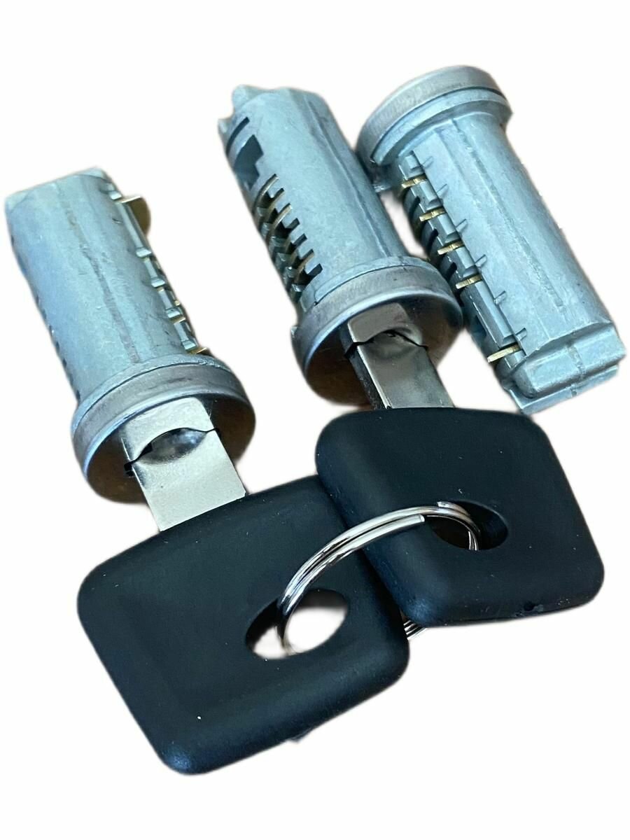 Комплект личинок замков дверей и багажника с пластиковым ключом, для А/М ВАЗ 1118 (калина), 2190 (гранта), 2123 (нива шевроле)