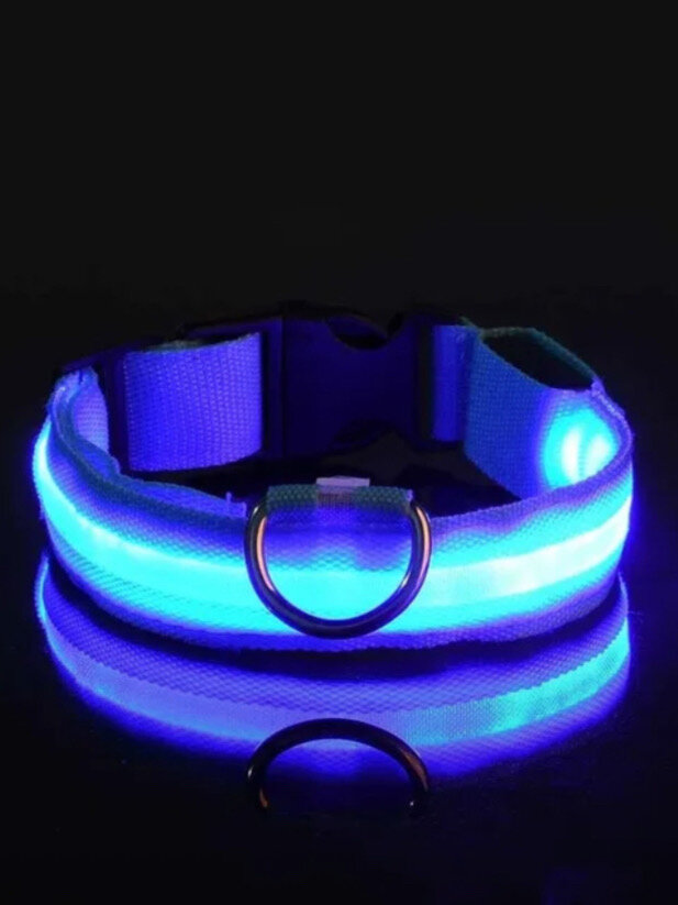 Светящийся LED ошейник для собак и кошек, размер L, цвет голубой