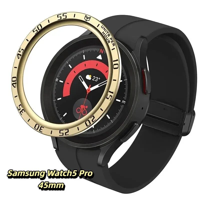Защитное металлическое кольцо с циферблатом для Samsung Galaxy Watch 5 Pro 45мм - черное