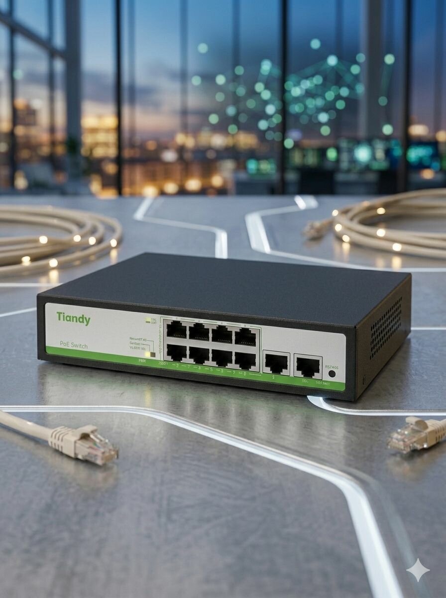 Коммутатор NVR сетевой 8 PoE + 2UpLink TC-P3S010 F/0820/AT/90