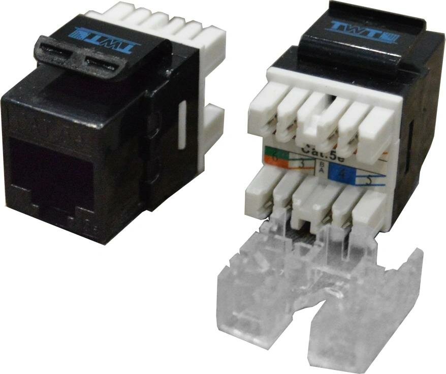 Модуль информационный Lanmaster Keystone, RJ45, категория 5E, черный (TWT-OK45UTP180/5E-BK)