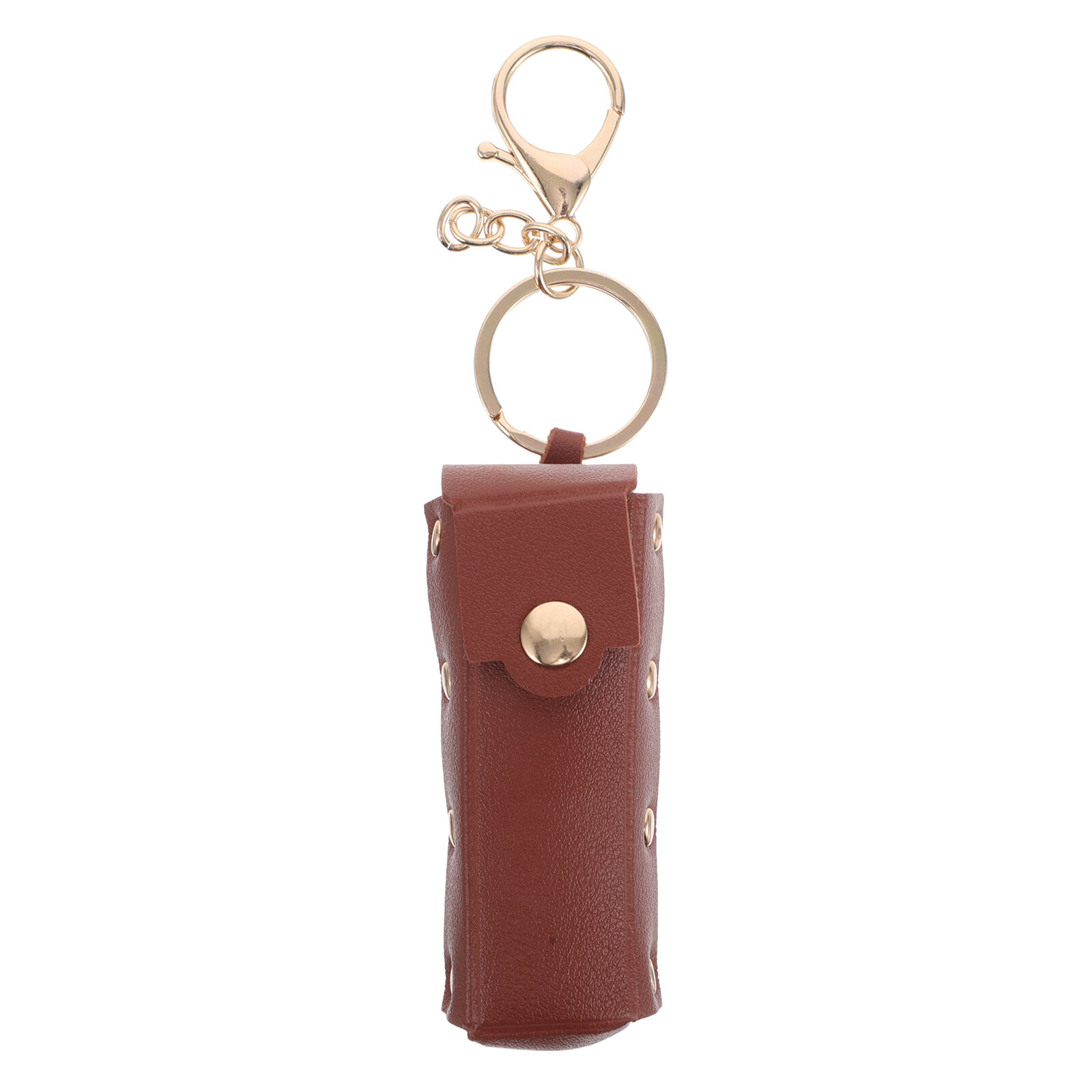 Чехол для губной помады в виде брелока, защитный кожаный футляр, портативная мини-сумочка для губной помады [коричневый]