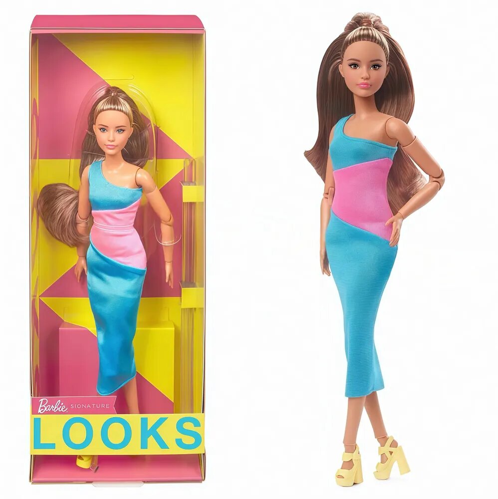 Кукла Barbie Signature Looks Барби Фирменная внешность в платье с аксессуарами