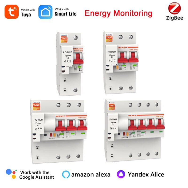 Автоматический выключатель AllbeAI Zigbee Tuya 4P 25A 380V