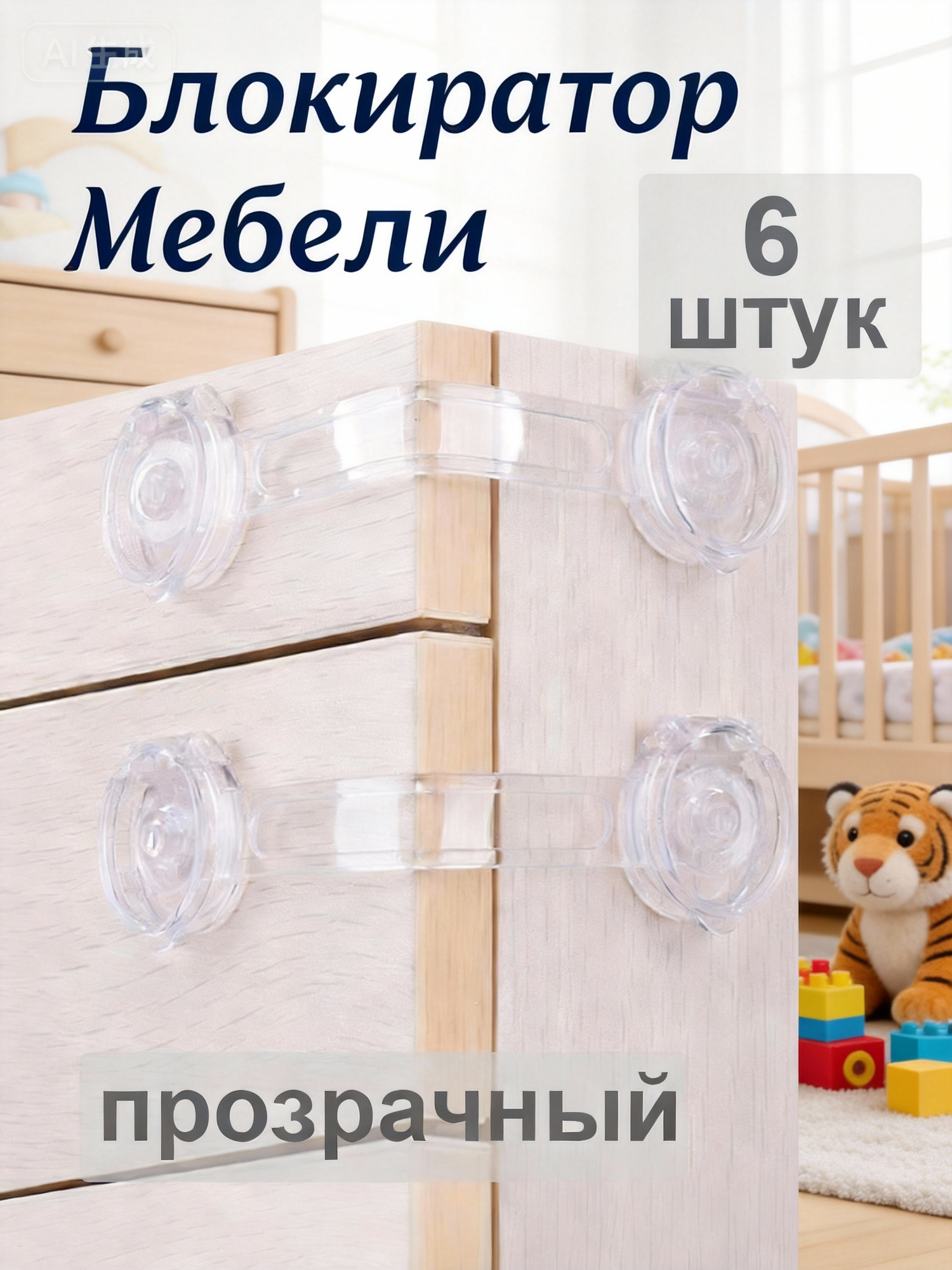 Прозрачный комплект замков на холодильник и двери, 5 штук для защиты от детей шкафов, ящиков и крышки унитаза