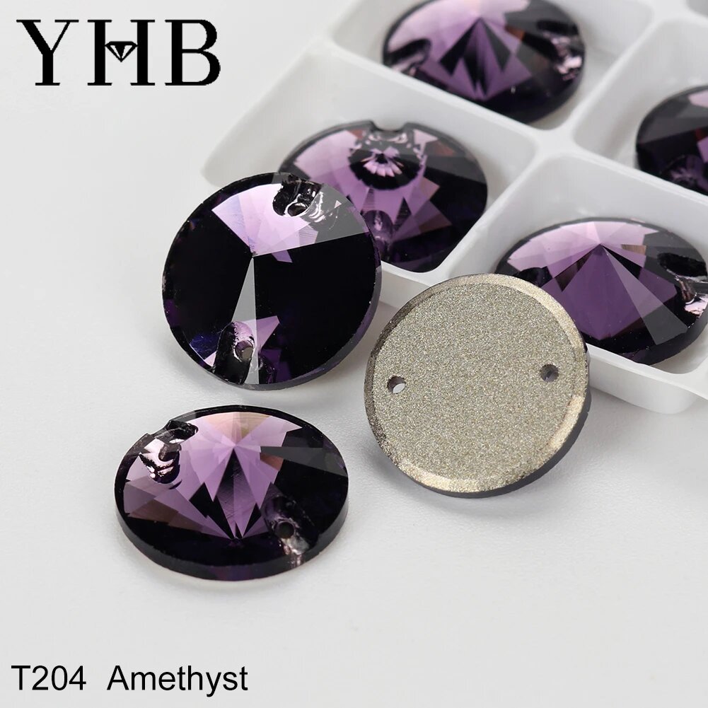 Кристаллы YHB Rivoli, 12 мм, фиолетовый (T204 Amethyst), 40 шт