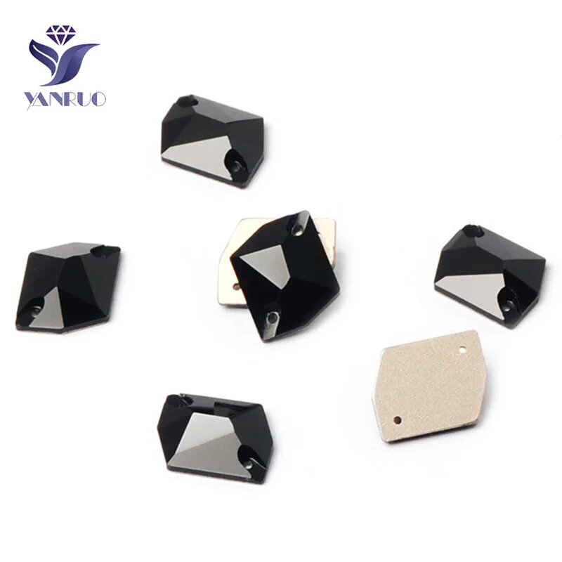 Стразы YANRUO 21x27mm, 6 шт, черные Jet