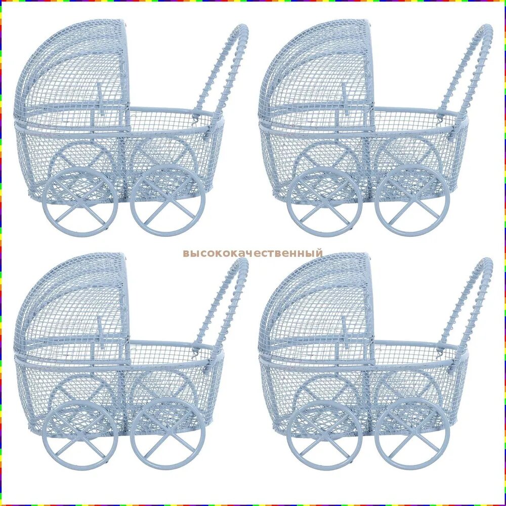 Набор из четырёх мини-колясок для детских игр, нежно-голубого цвета