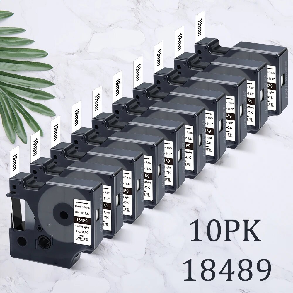10PK Dymo 18489 черная лента 19 мм