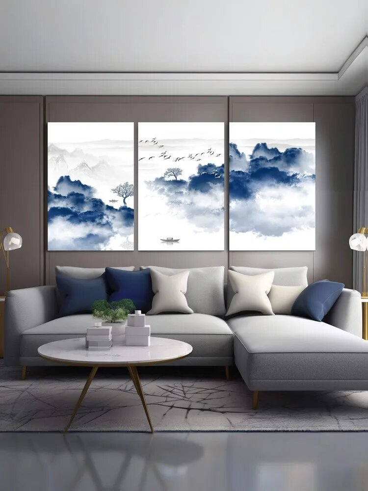 Алмазная мозаика / размер 110x55CM/Пейзаж в китайском стиле/алмазная вышивка/Подходит для украшения стен(без подрамника, без рамки)