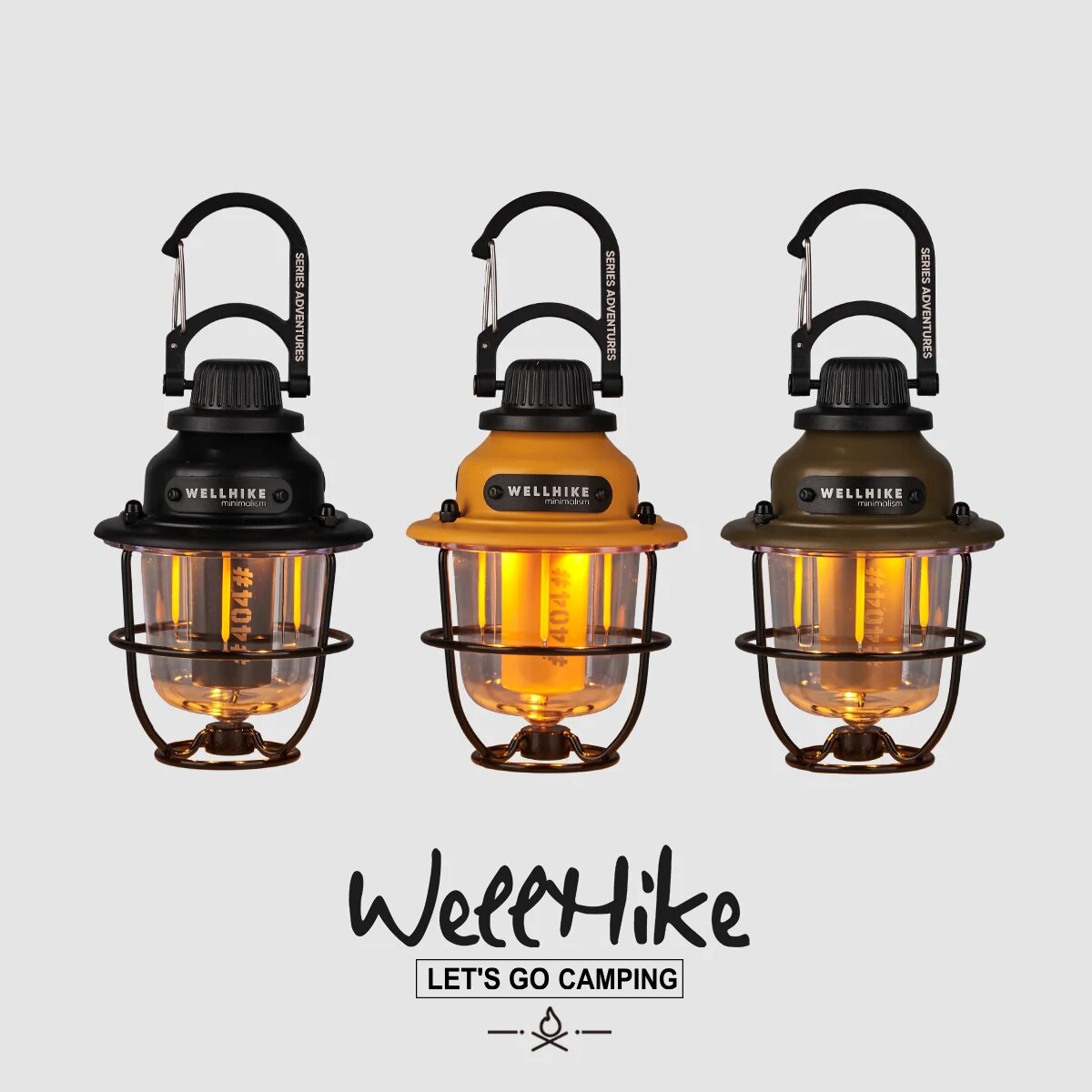 Фонари Wellhike Outdoor Lock Pine Lights с длительной работой 40 ч, портативные для походов, атмосферные мини-огни - Желтый-Черный-Зеленый