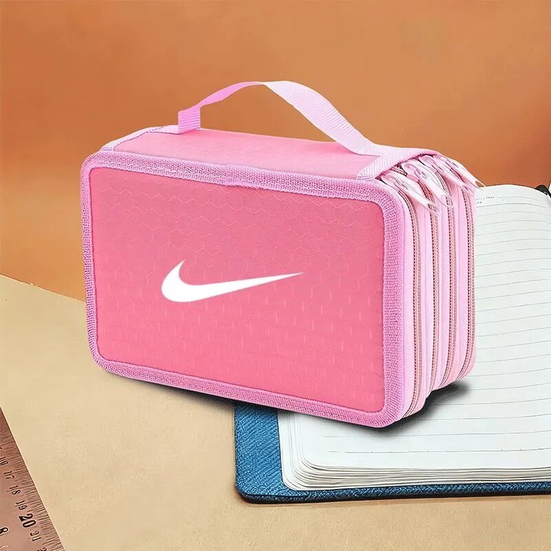 Школьный пенал NIKE для подростков, с четырьмя отделениями, размер 20x13x5 см