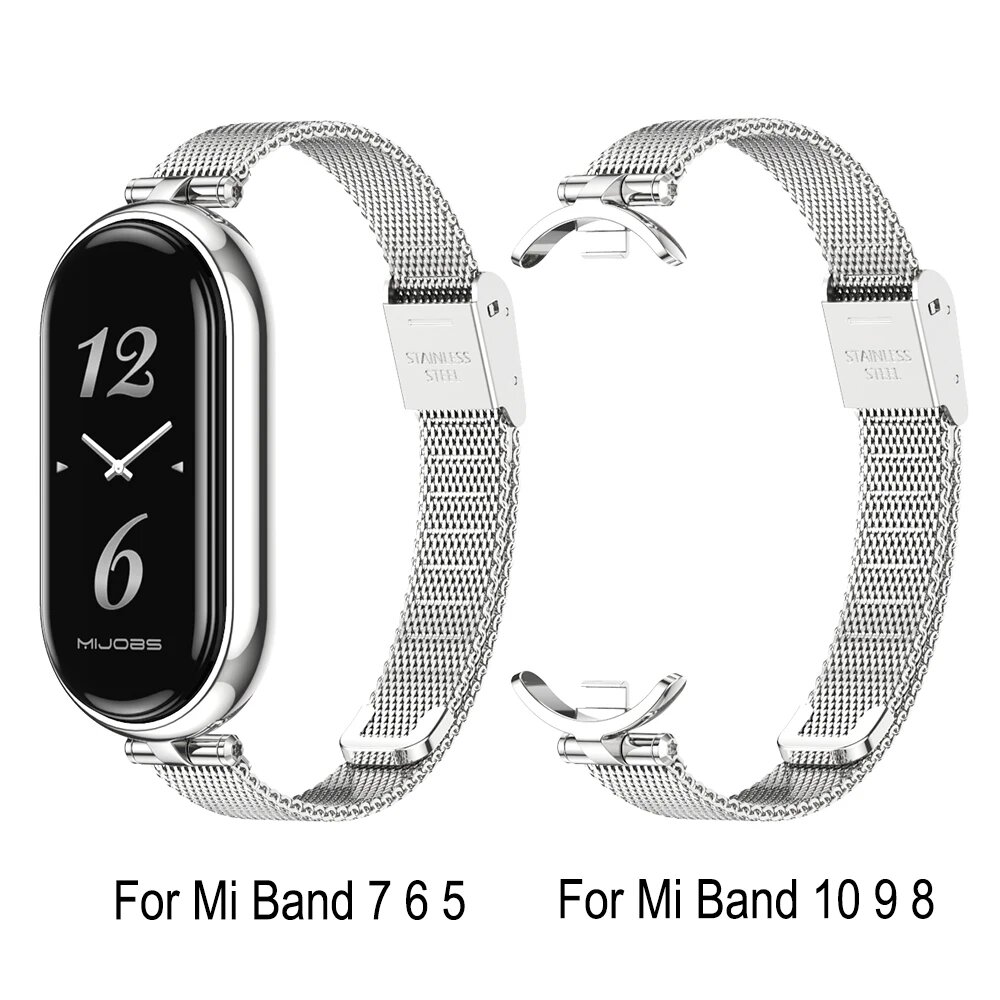 Ремешок Mijobs Silver 5 для Mi Band 8 9 10