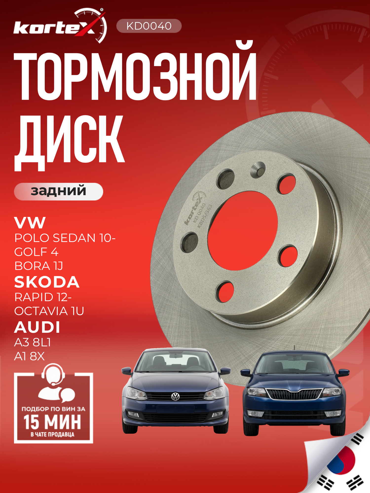 Тормозной диск задний Skoda Шкода Fabia Фабия I-III Octavia Октавия I (A4) Rapid Рапид; Volkswagen Фольксваген Polo Поло Sedan, сеат