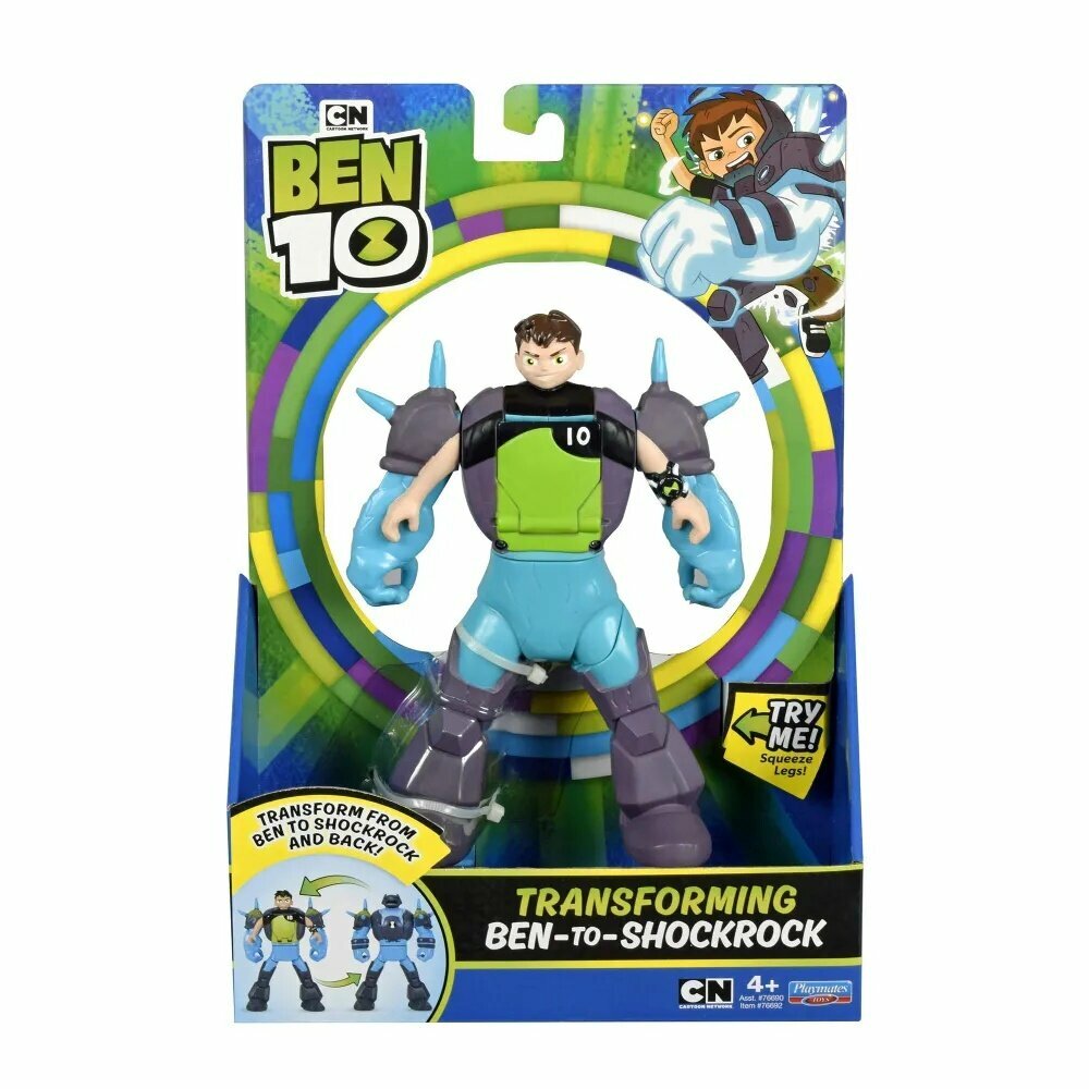 Playmates Toys Ben 10 Transforming Figure Shock Rock Анимационная модель, Трансформирующаяся фигура, Подходит для детей старше 4 лет