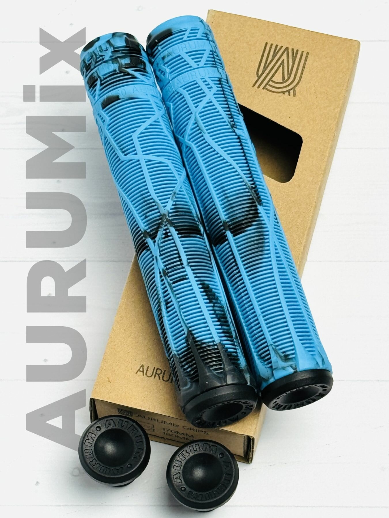 Грипсы AURUMix One Eighty 180мм Голубой/Черный