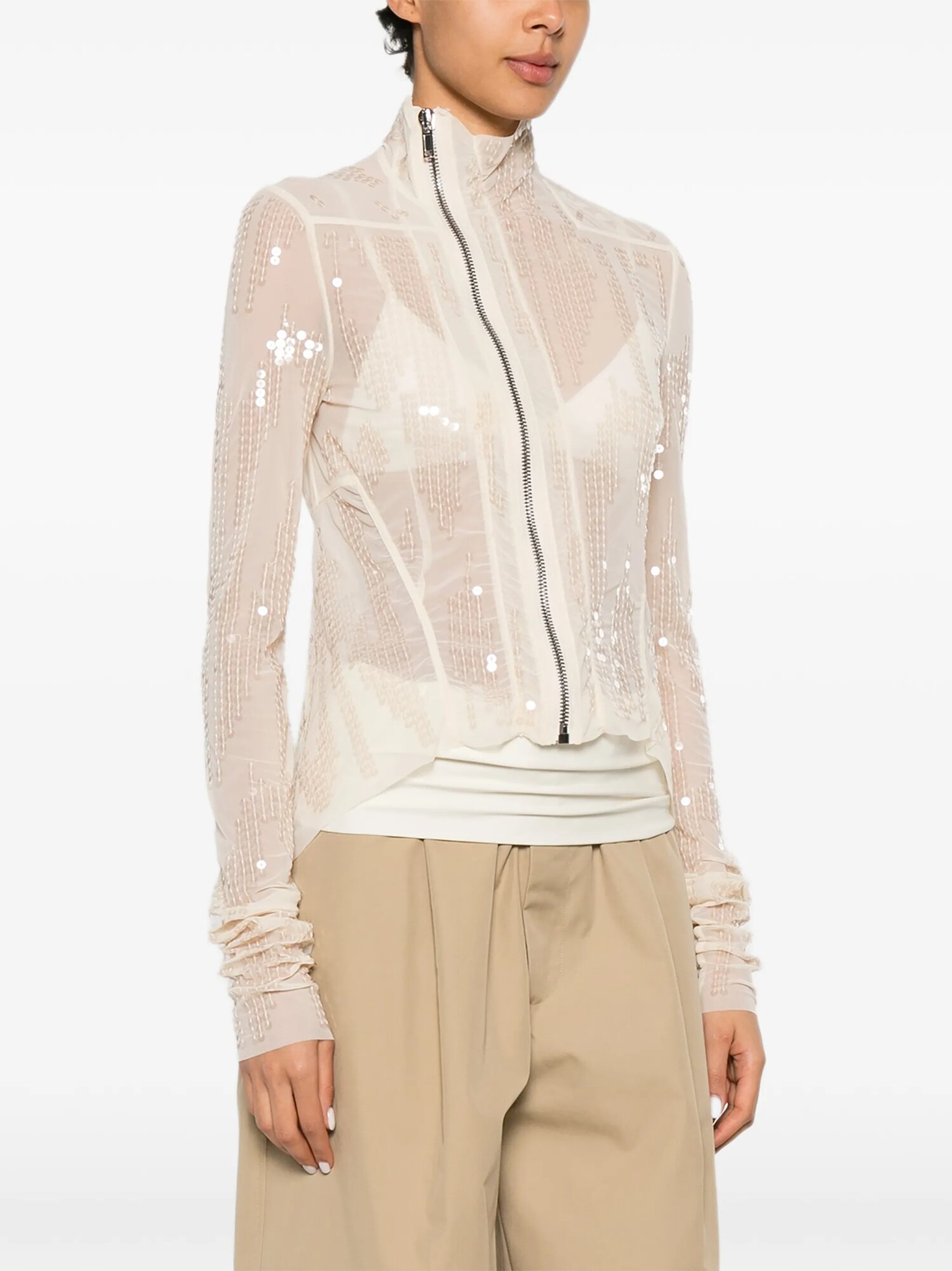 Куртка Rick Owens Lilies Sequin-embellished sheer jacket, размер 42, разноцветный — фото 1