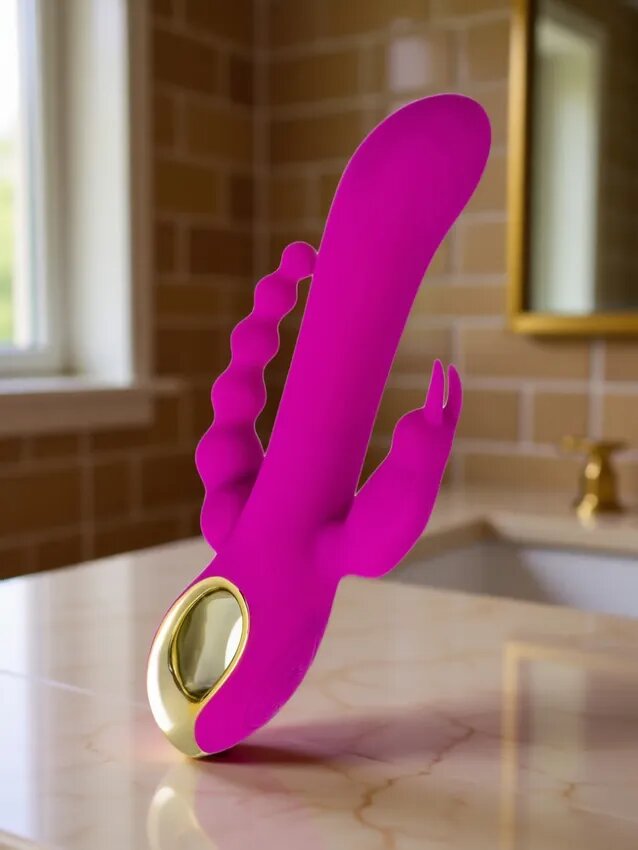 Тройной вибратор A-Toys by TOYFA TRINNY, силикон, фиолетовый, 21,5 см