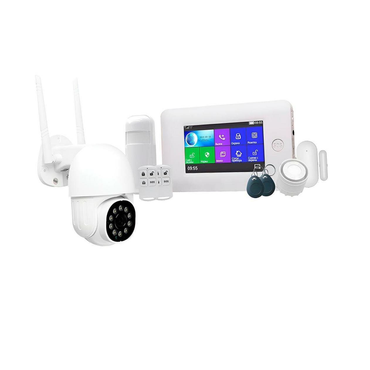GSM Wi-Fi сигнализация для дачи с уличной камерой Страж Галактика-GSM и HDcom 9826-ASW5-8GS (O45071BE) - система сигнализации для дома с сиреной.