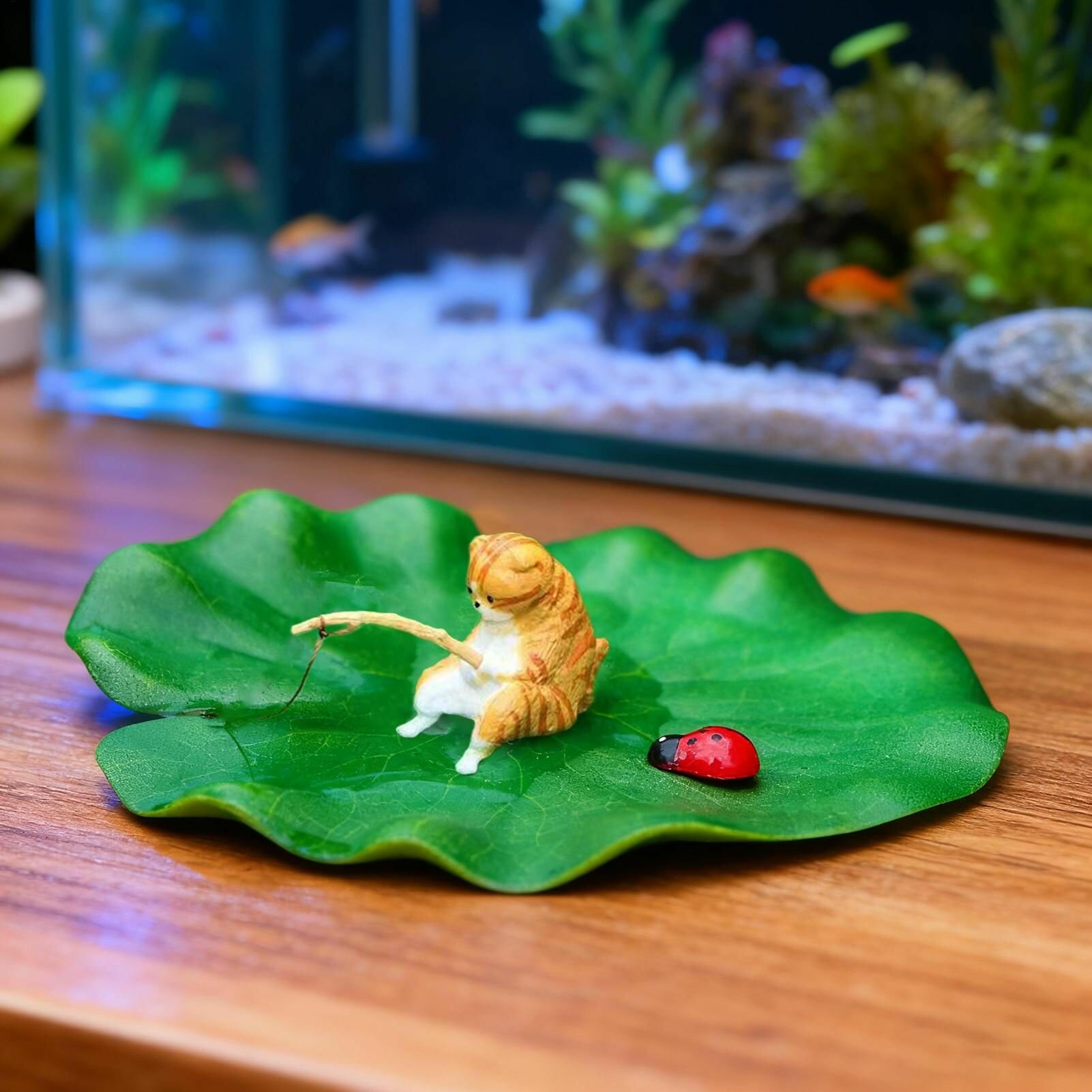 Кот рыбак аквариум украшение,1 шт декор для аквариума фигурка кота аквариумный декор