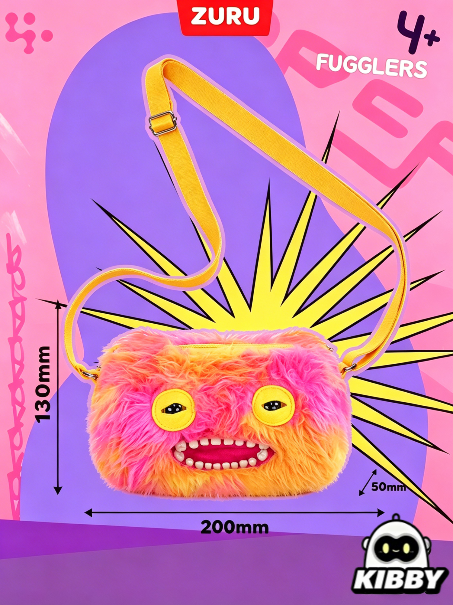 Сумка через плечо Sprout Monster: серия Big Head — Button Monster (желтая и красная)
