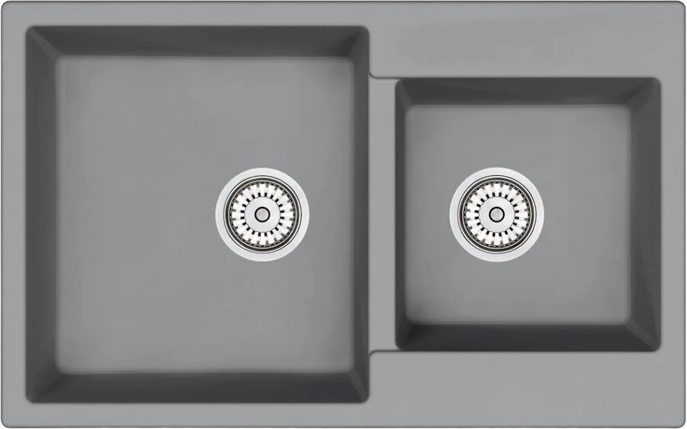 Мойка кухонная Emar Quartz EMQ-2800. Q Алмаз кварцевая, 80x50, прямоугольная, мойка для кухни, серая, матовая